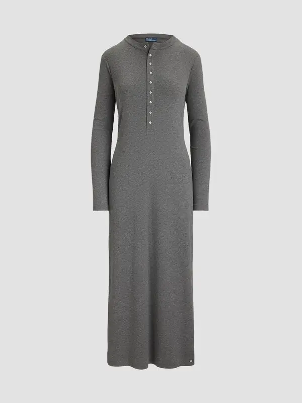 Polo Ralph Lauren Rib-knit Henley Maxi Dress - Grey