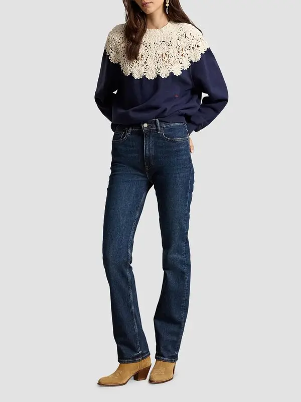 Polo Ralph Lauren Crochet-yoke Fleece Crewneck Sweater