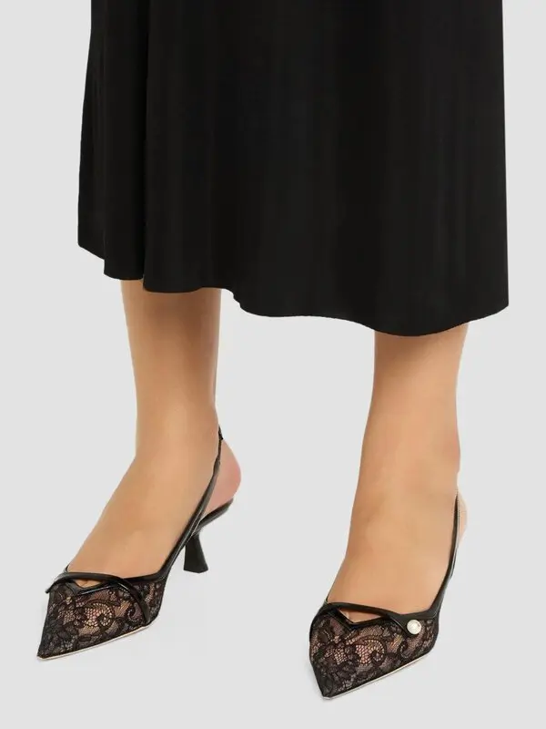 JIMMY CHOO Amita 45mm Lace Slingback Pumps