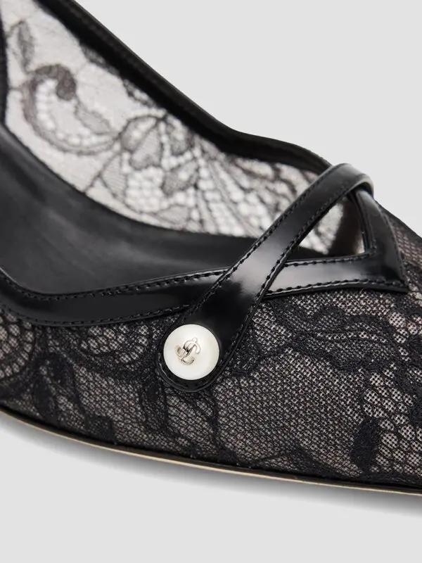 JIMMY CHOO Amita 45mm Lace Slingback Pumps