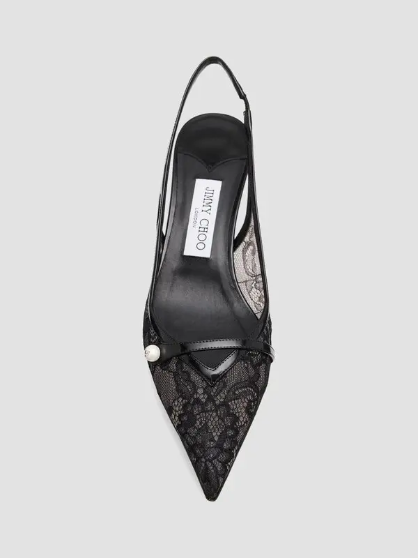 JIMMY CHOO Amita 45mm Lace Slingback Pumps