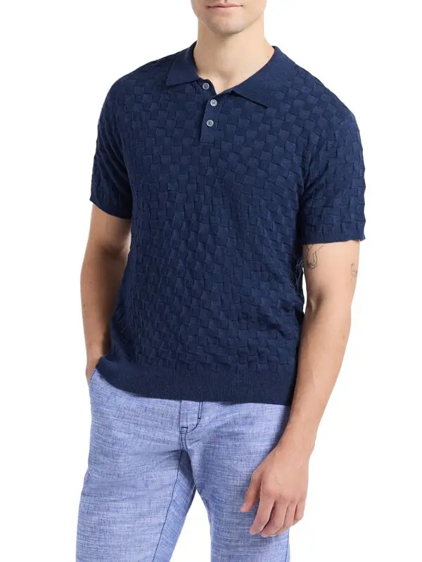 Robert Graham Hampson Textured Cotton Short-sleeve Polo Sweater