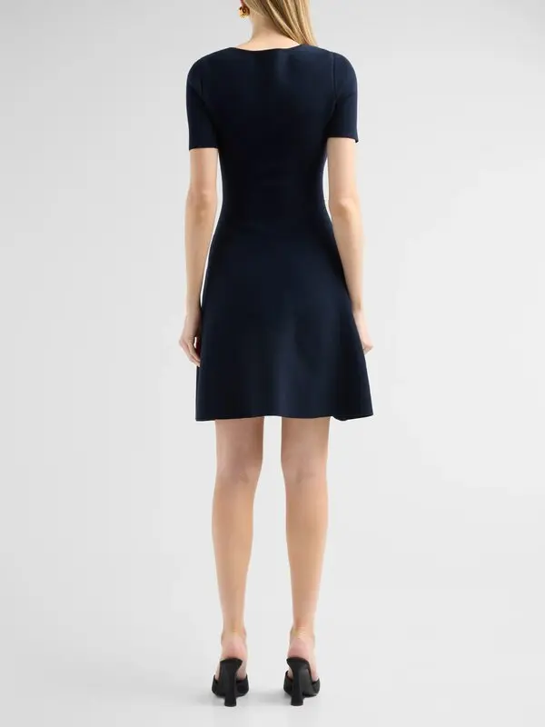 Oscar De La Renta Embroidered Fit & Flare Short-sleeve Mini Dress
