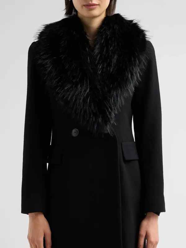 Fleurette Sage Faux-fur Collar Coat