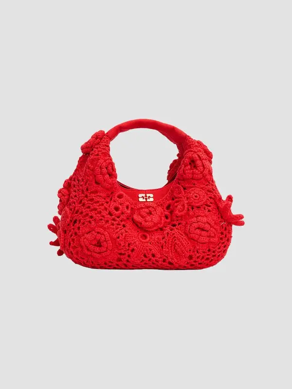 GANNI Mini Crocheted Hobo Bag