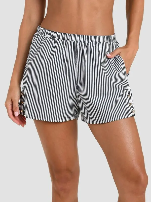 L'Agence Voyage Amiya Striped Cotton Poplin Shorts