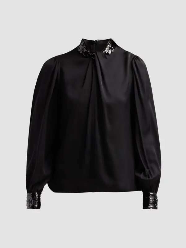 Elie Tahari The Amira Embellished Stretch-silk Blouse
