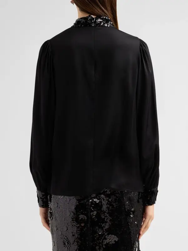 Elie Tahari The Amira Embellished Stretch-silk Blouse