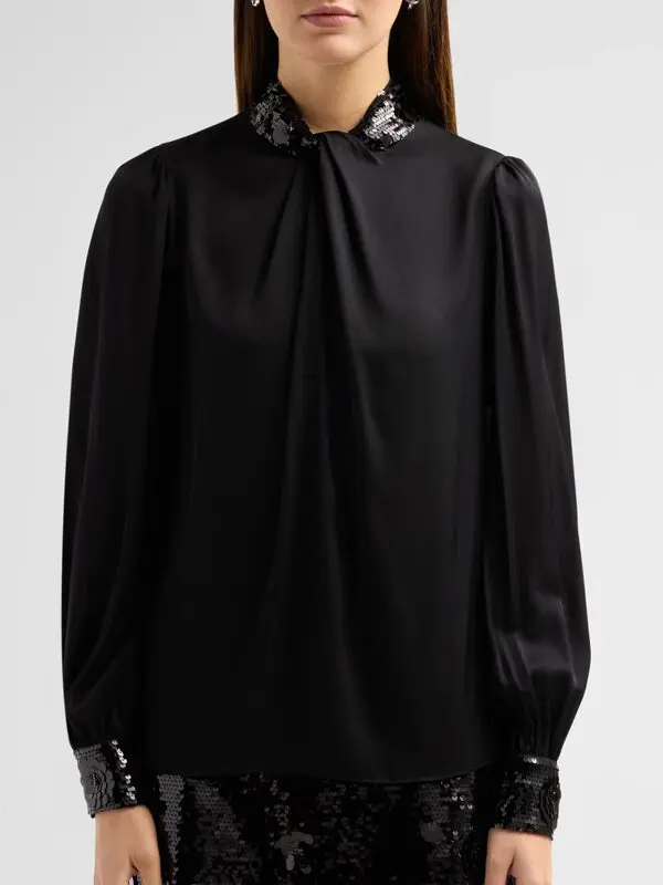 Elie Tahari The Amira Embellished Stretch-silk Blouse