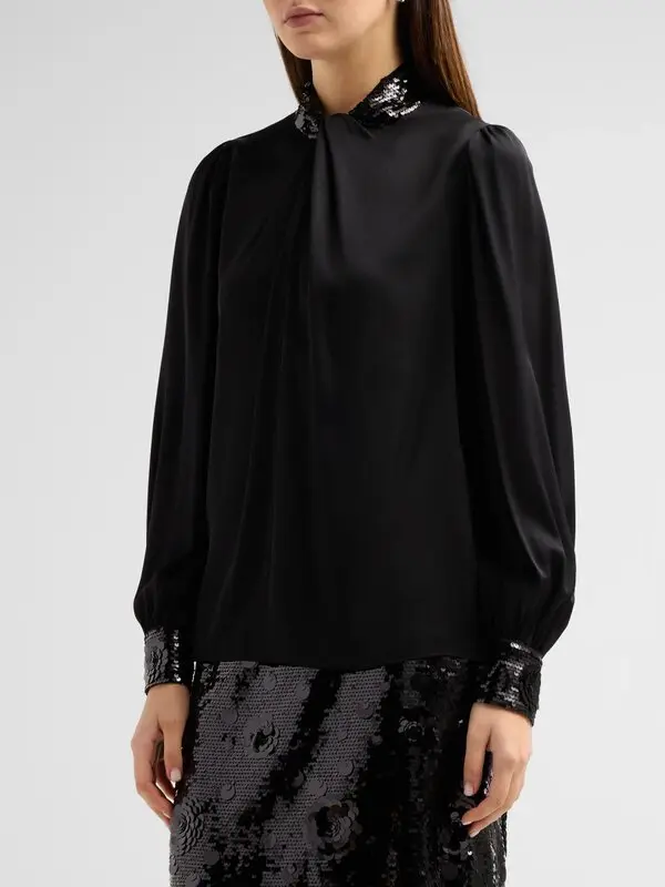 Elie Tahari The Amira Embellished Stretch-silk Blouse