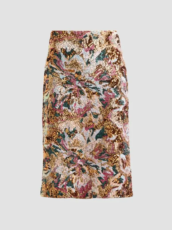 Elie Tahari Adrianne Sequined Midi Skirt