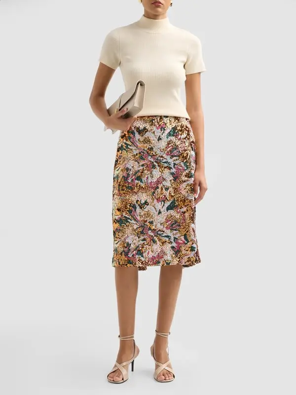 Elie Tahari Adrianne Sequined Midi Skirt