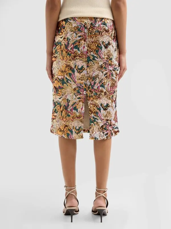 Elie Tahari Adrianne Sequined Midi Skirt