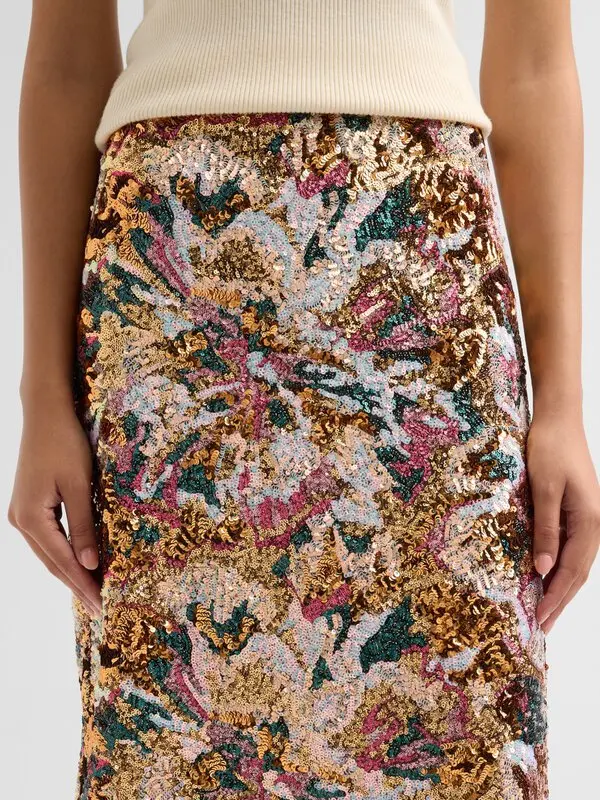 Elie Tahari Adrianne Sequined Midi Skirt