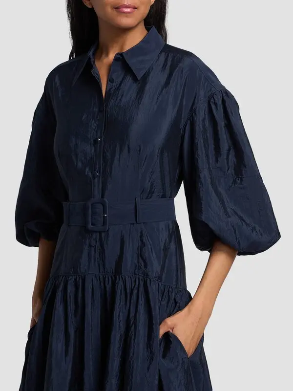 Cinq À Sept Daliah Bubble-hem Belted Midi-shirtdress