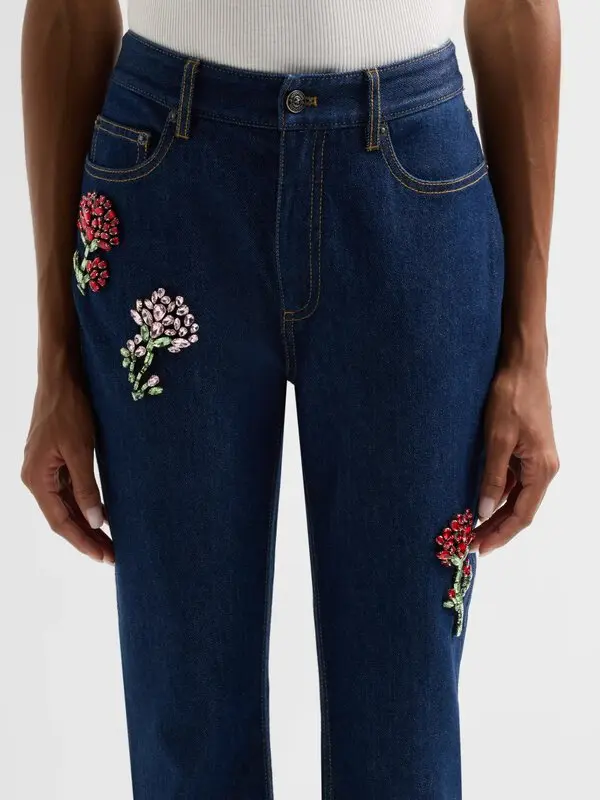 Cinq À Sept Stevie Rhinestone-rose Flare-leg Jeans