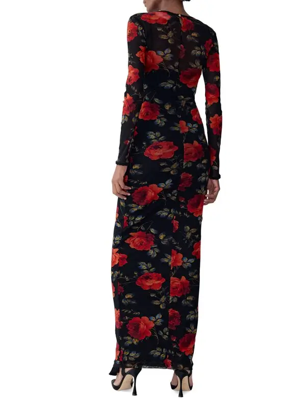 Carolina Herrera Rose-print Mesh Maxi Dress