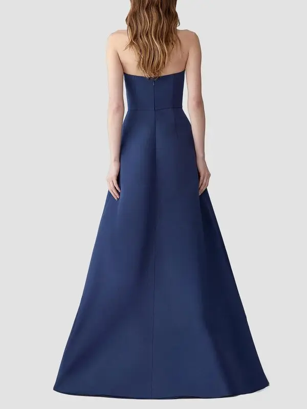 Carolina Herrera Floral-embroidered Silk Strapless Gown