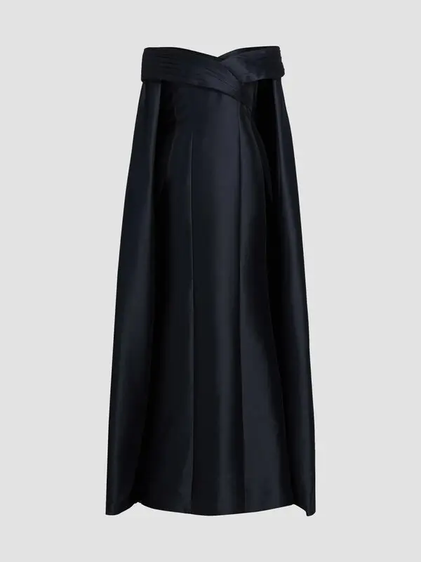 Badgley Mischka Mikado Off-the-shoulder Cape Gown