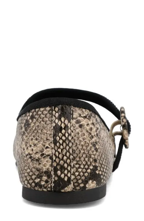 Mia Miya Snake Print Faux Leather Mary Jane Flat