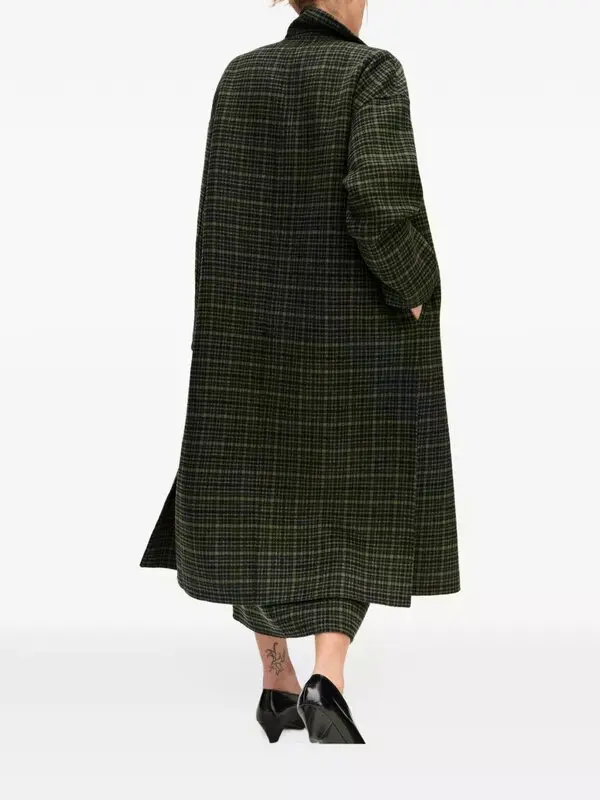Bimba Y Lola Double-sided Khaki Check Midi Coat Checkered Face