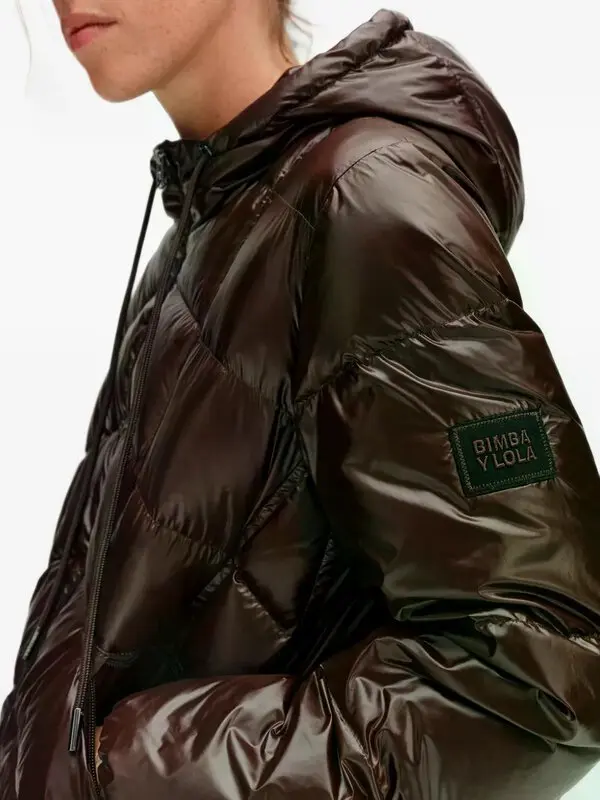 Bimba Y Lola Chocolate-colored Quilted Mid-length Coat