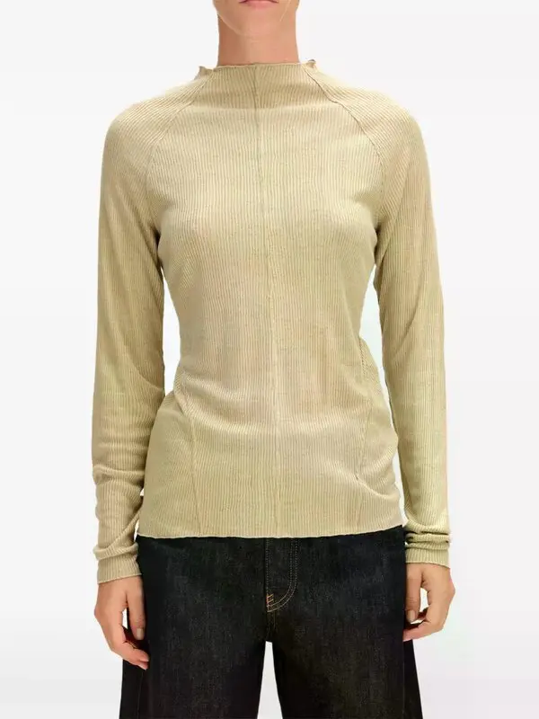 Bimba Y Lola Light-mint Ribbed Raglan T-shirt - Neutrals
