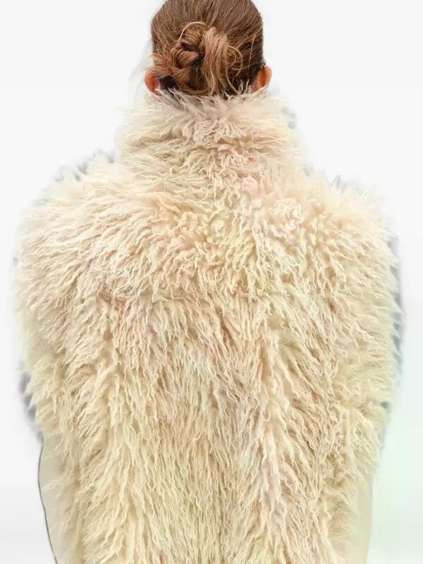 Bimba Y Lola Ivory Oversize Fur Vest