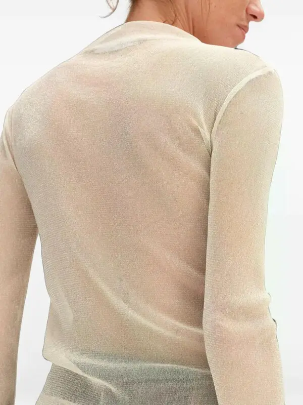 Bimba Y Lola Ivory Ruched Lurex T-shirt