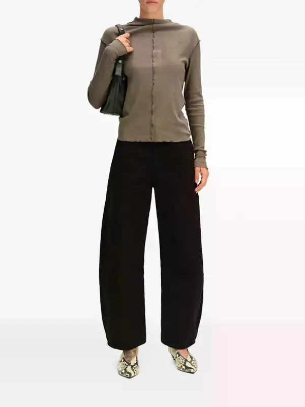 Bimba Y Lola Taupe Fitted Ribbed T-shirt