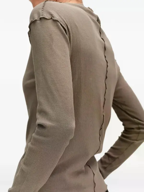 Bimba Y Lola Taupe Fitted Ribbed T-shirt