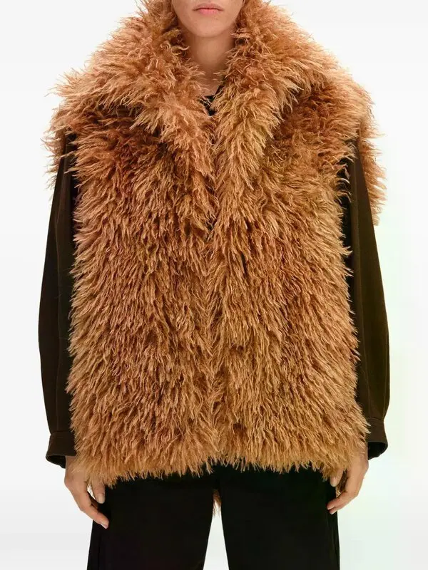 Bimba Y Lola Oversized Toffee Fur Vest