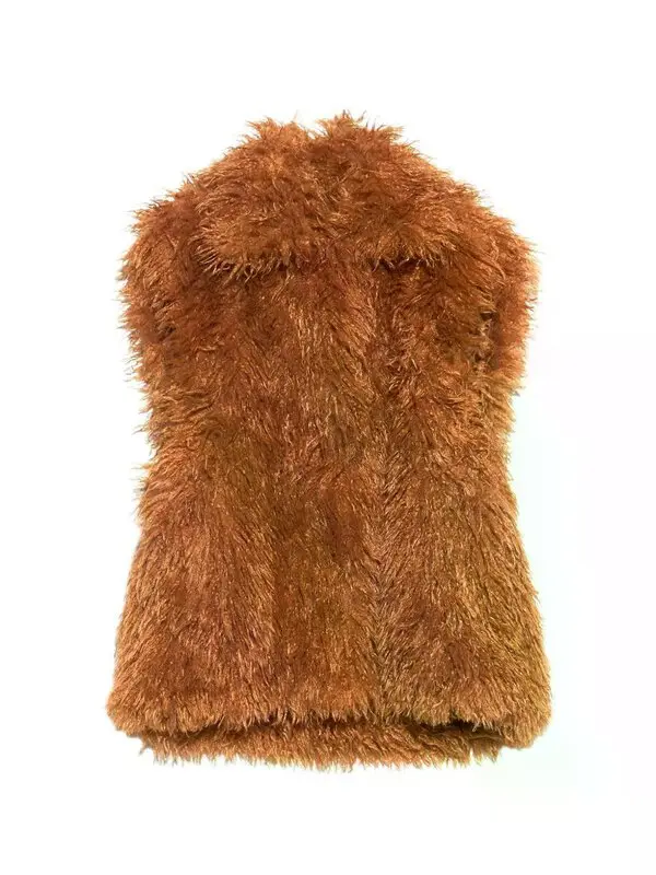 Bimba Y Lola Oversized Toffee Fur Vest - Brown