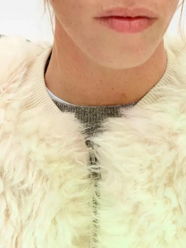 Bimba Y Lola Ivory Fur Bomber Jacket
