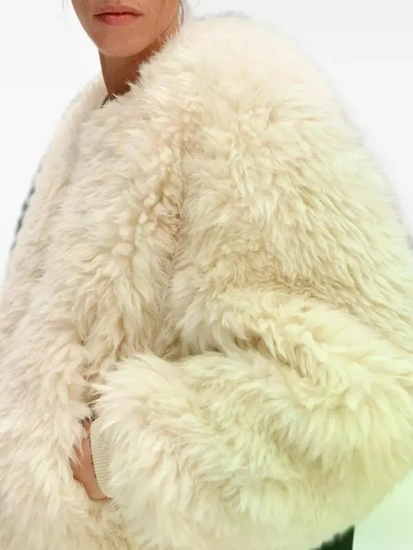 Bimba Y Lola Ivory Fur Bomber Jacket