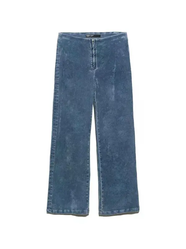 Bimba Y Lola Straight Cropped Light- Ankle-length Velvet Trousers