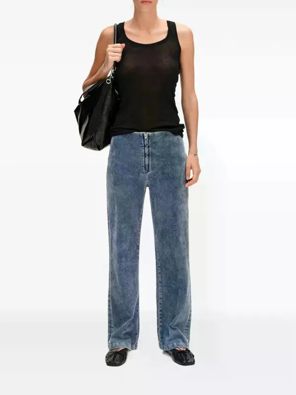 Bimba Y Lola Straight Cropped Light- Ankle-length Velvet Trousers