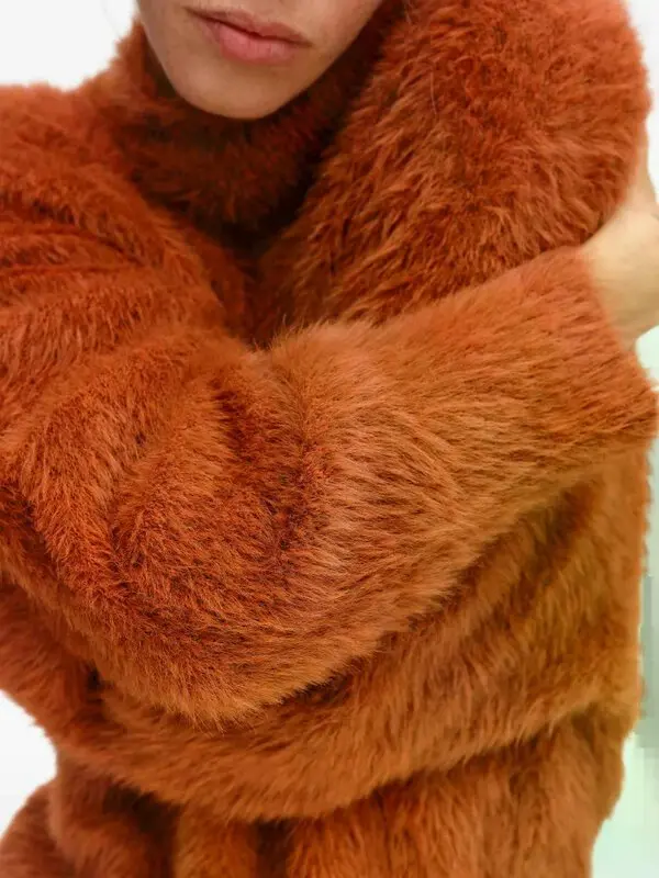 Bimba Y Lola Burnt- Fur Turtleneck Sweater - Orange
