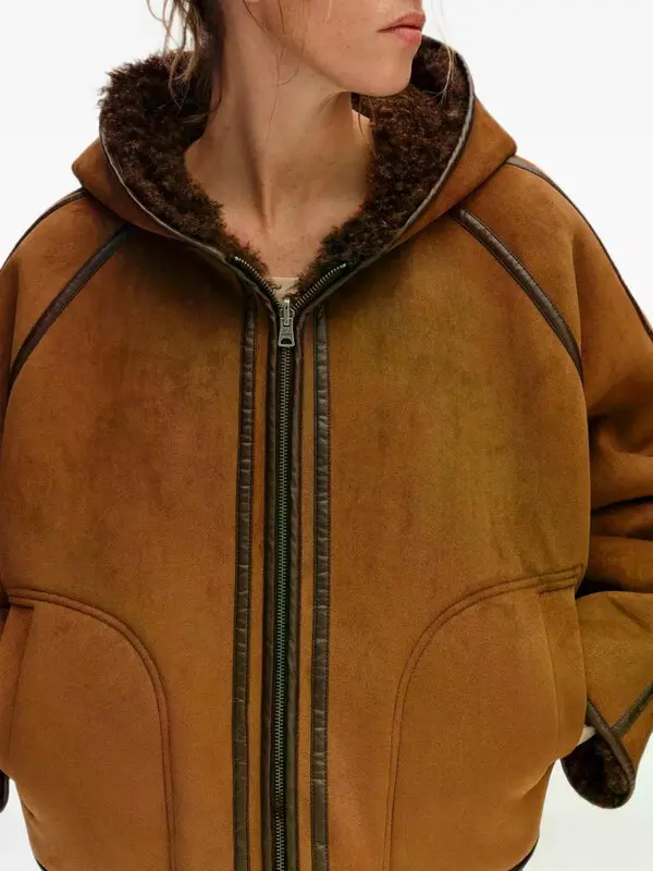 Bimba Y Lola Reversible Jacket With Curly Hazelnut Fur