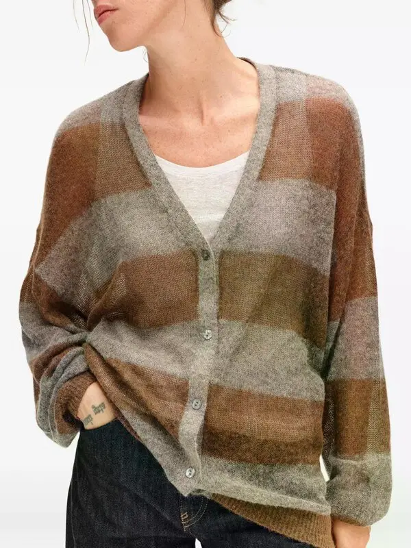 Bimba Y Lola Toffee Striped Wool Cardigan