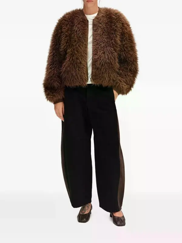 Bimba Y Lola Khaki Fur Bomber Jacket