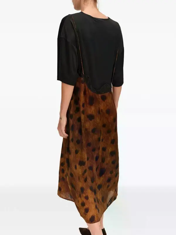 Bimba Y Lola Deer Black Layered Two-material Dress