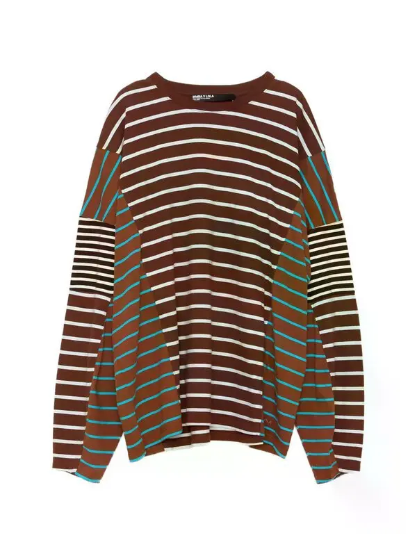 Bimba Y Lola Multi-striped Oversize T-shirt - Brown