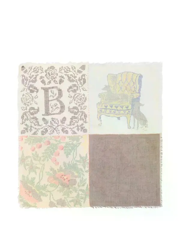 Bimba Y Lola Petit Point Patchwork Shawl - Neutrals