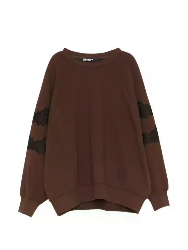 Bimba Y Lola Chocolate Oversize Sweatshirt With Lace Trim