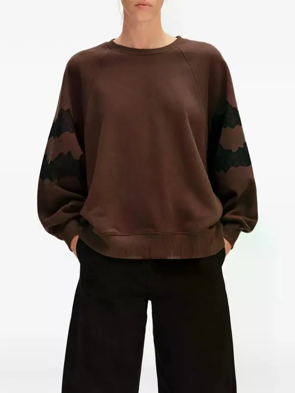 Bimba Y Lola Chocolate Oversize Sweatshirt With Lace Trim