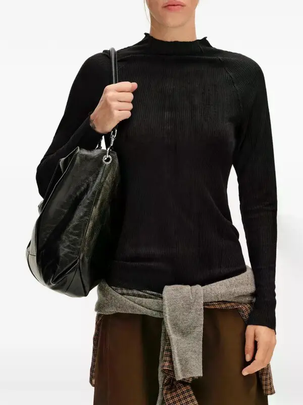 Bimba Y Lola Ribbed Raglan T-shirt - Black