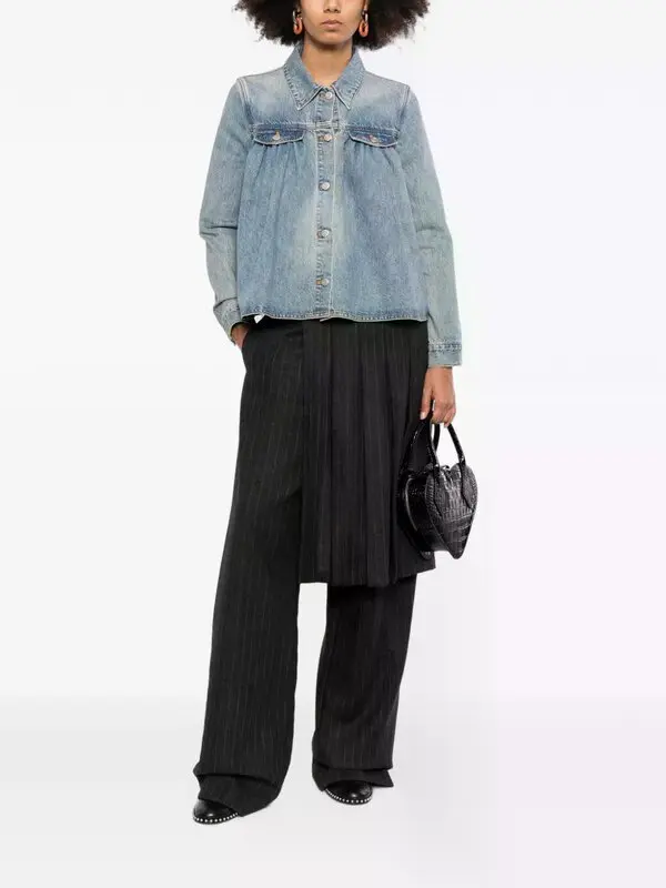 KIMHEKIM Faded Pleated-panel Denim Jacket