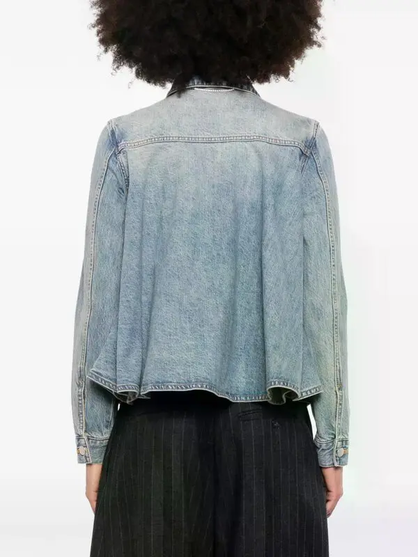 KIMHEKIM Faded Pleated-panel Denim Jacket