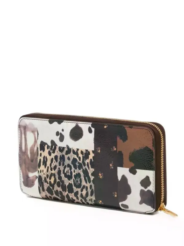 Bimba Y Lola Large Chocolate Patchwork Zippered Wallet